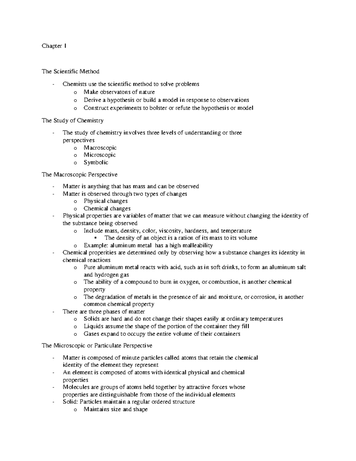 Chapter 1 Notes Chem - Professor Gorman - Chapter 1 The Scientific ...