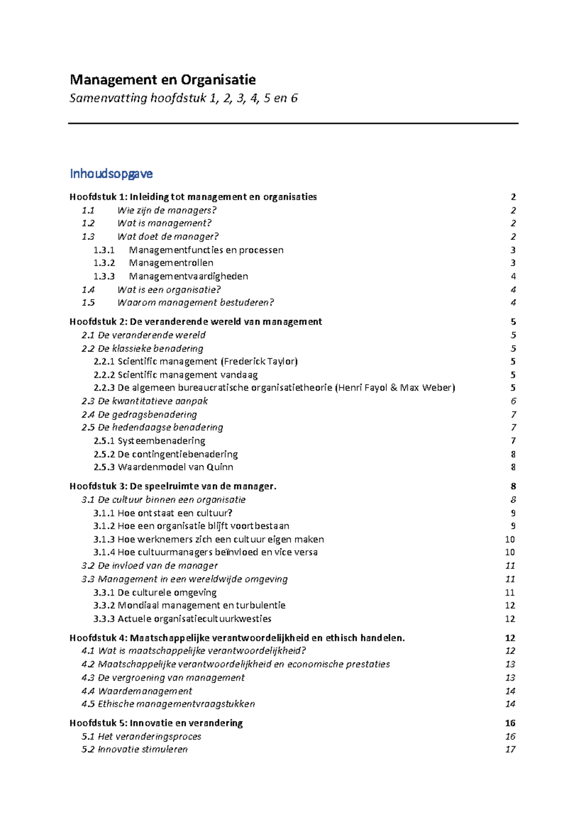 M&O samenvatting H1,2,3,4,5,6 - Warning: TT: undefined function: 32 Warning: TT: undefined ...
