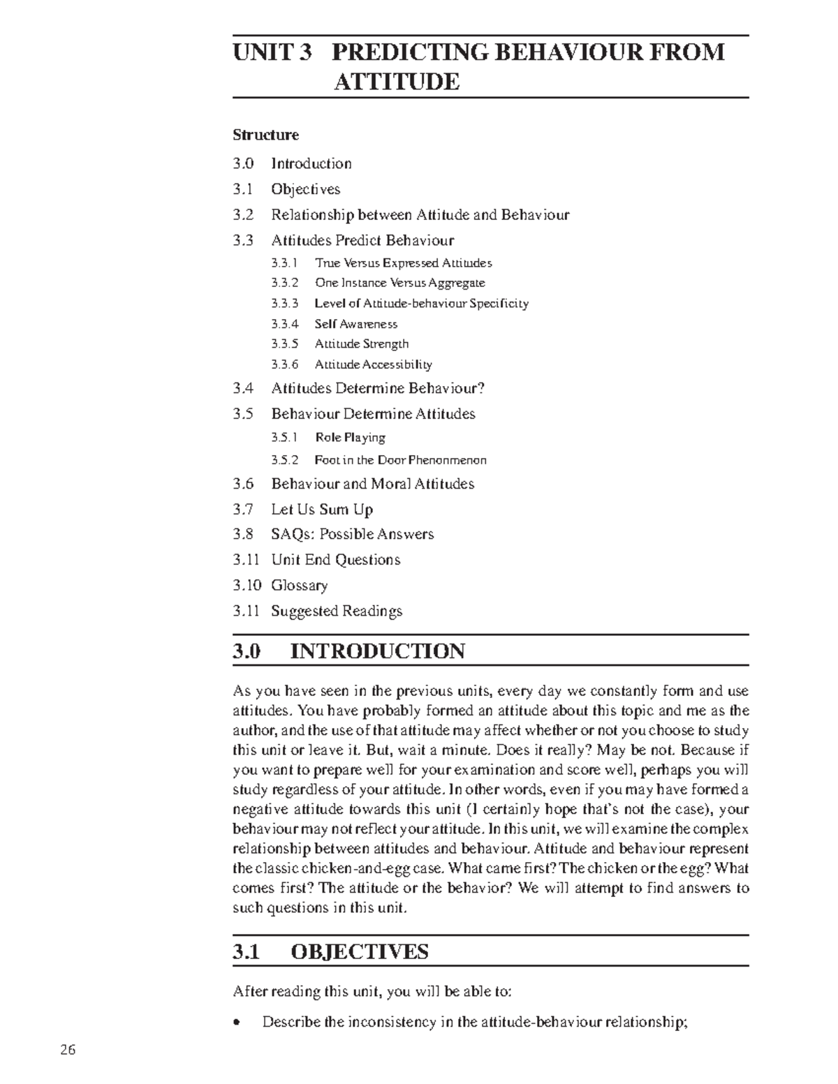 Unit-3 - PDF - Attitudes and Behaviour UNIT 3 PREDICTING BEHAVIOUR FROM ATTITUDE Structure 3 ...