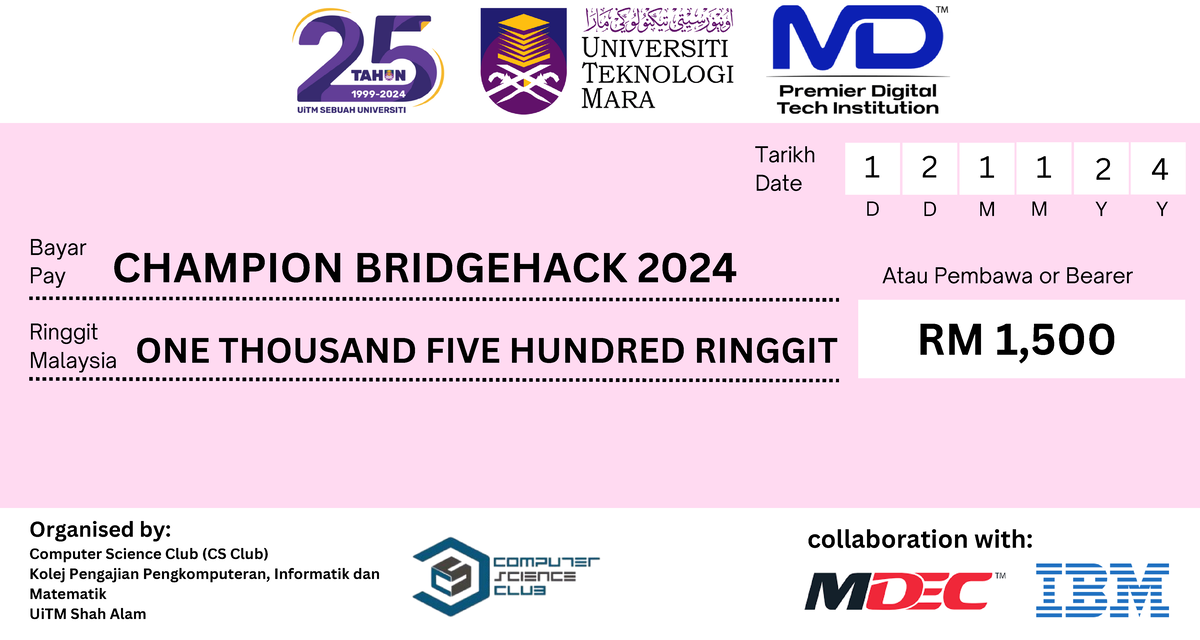 Champion - cheque - Chemical Engineering - 1 Bayar Pay Ringgit Malaysia ...