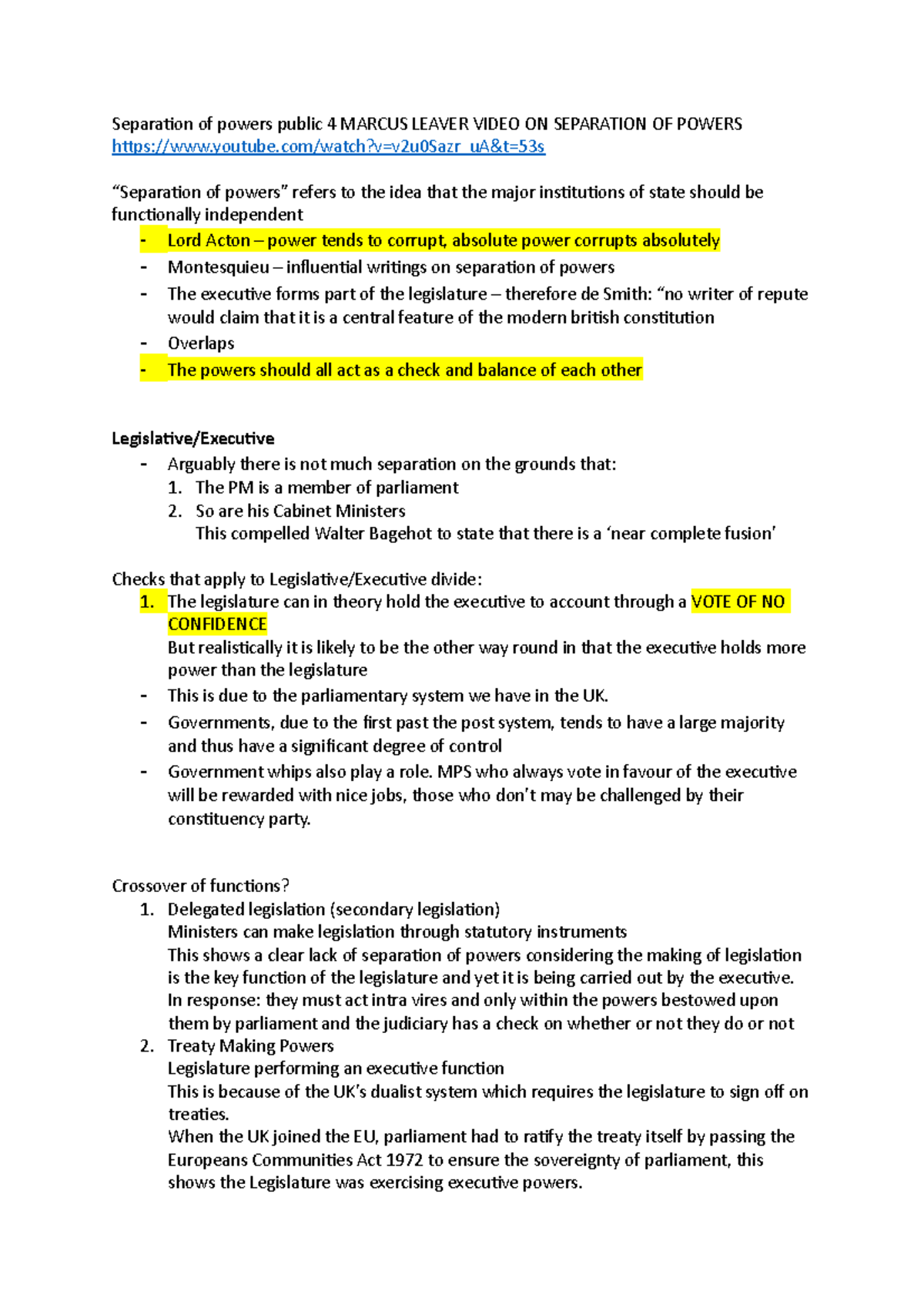 Separation of powers week 4 - Separaion of powers public 4 MARCUS ...