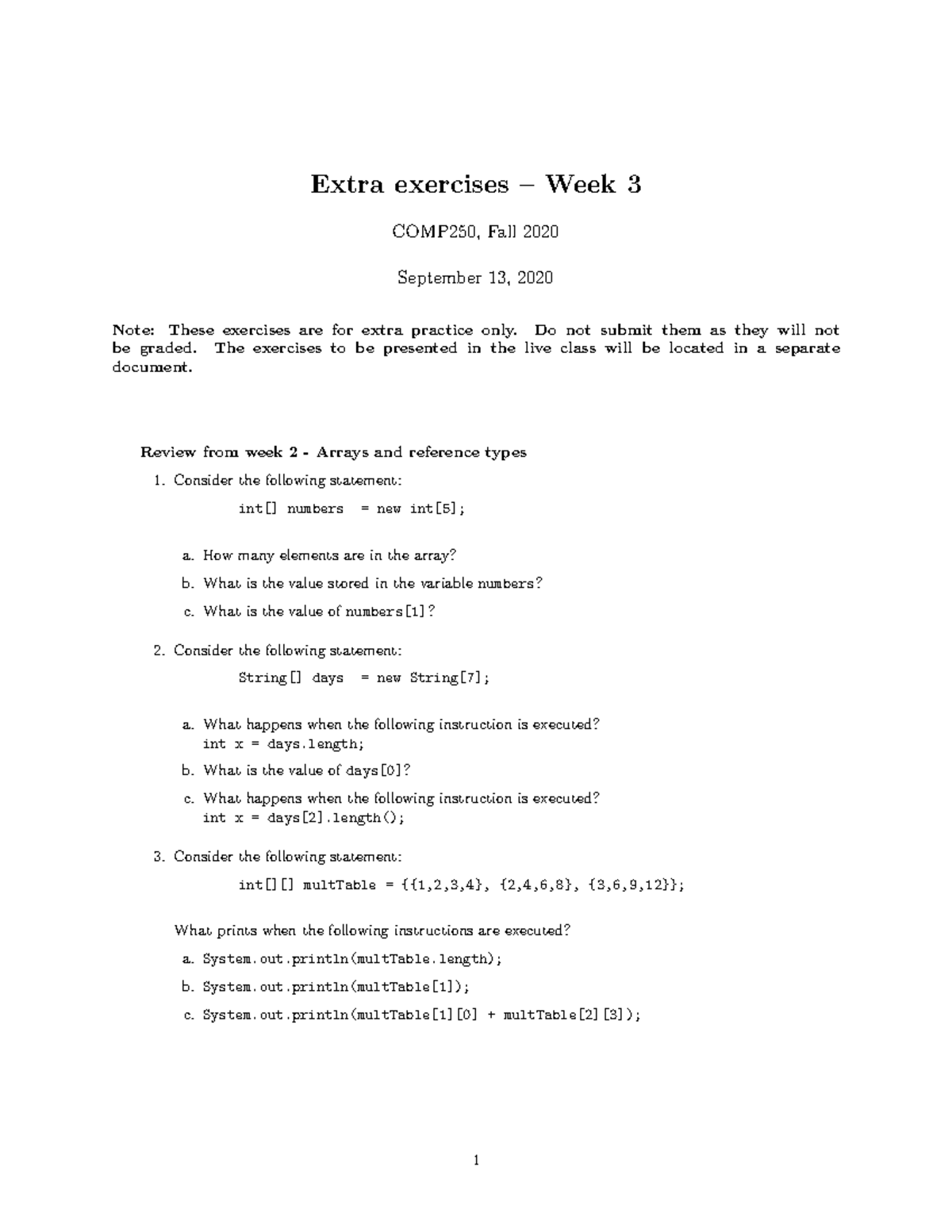 COMP250 Fall2020 Extra Exercises Week3 - Extra exercises – Week 3 COMP250, Fall 2020 September ...