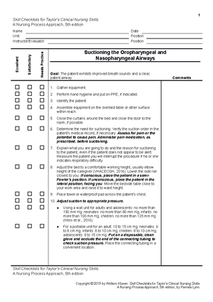 Irrigating a Nasogastric Tube Connected to Suction - 1 Skill Checklists ...
