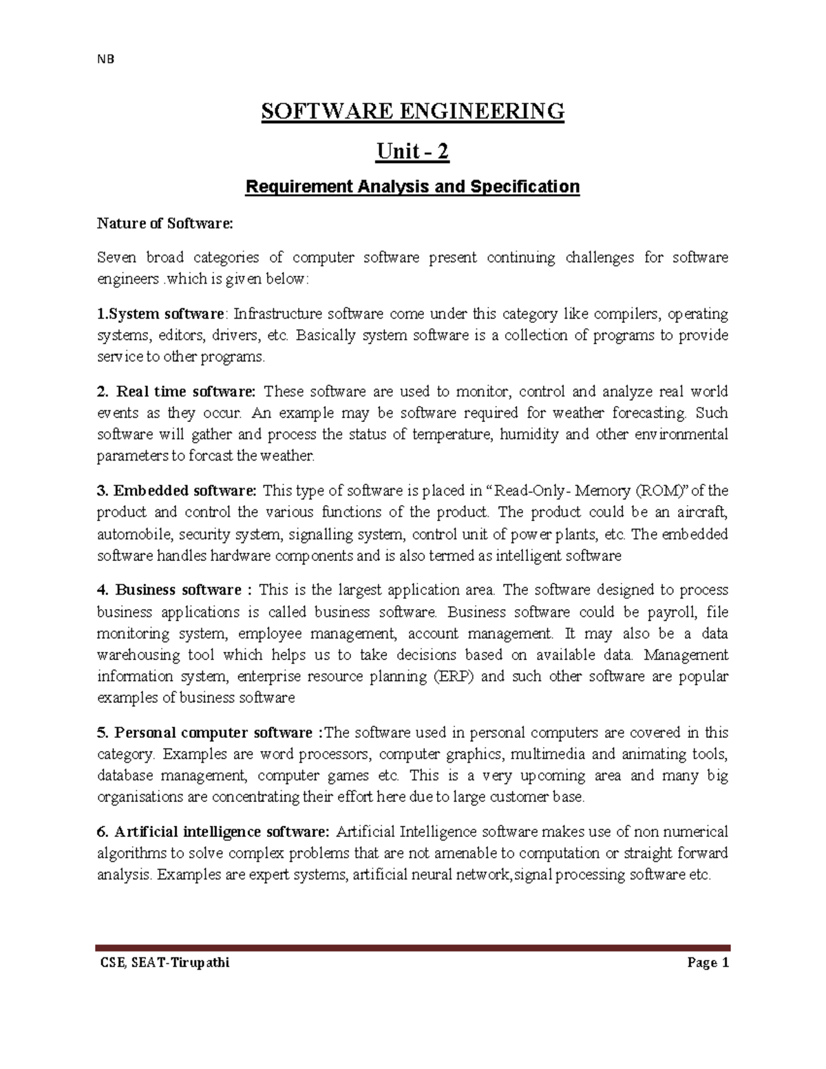 SE Unit-2 - software Engineering - SOFTWARE ENGINEERING Unit - 2 ...