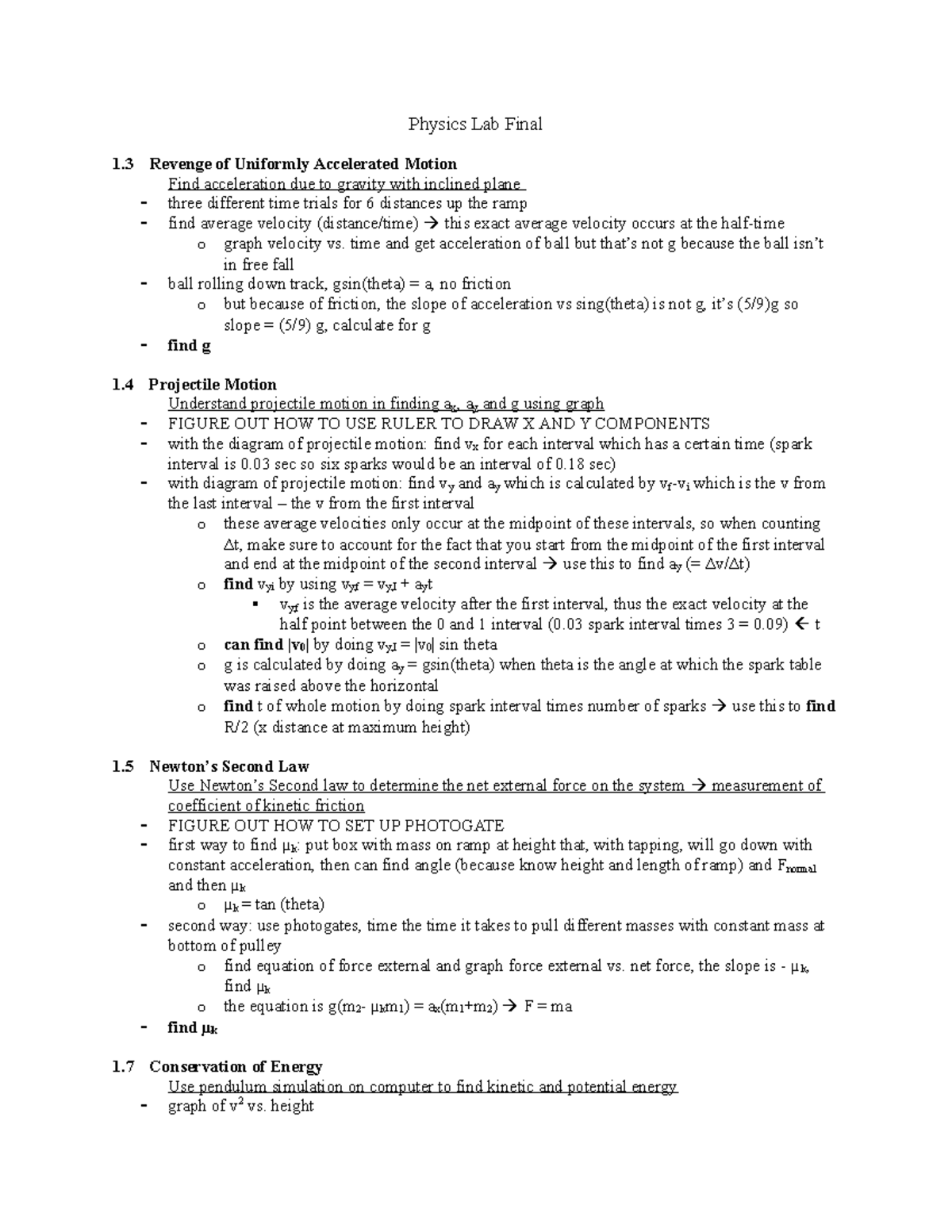 Physics Lab Final - time and get acceleration of ball but not g because ...