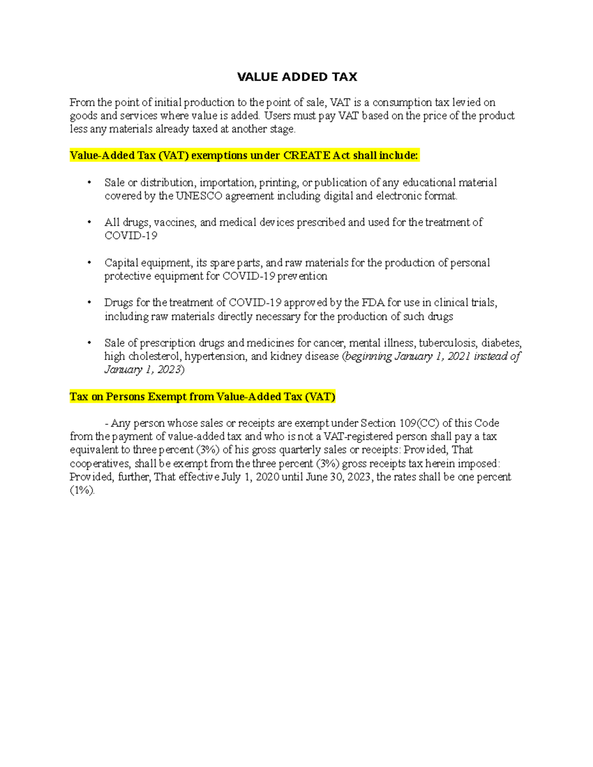 VAT Under Create ACT - VALUE ADDED TAX From the point of initial ...