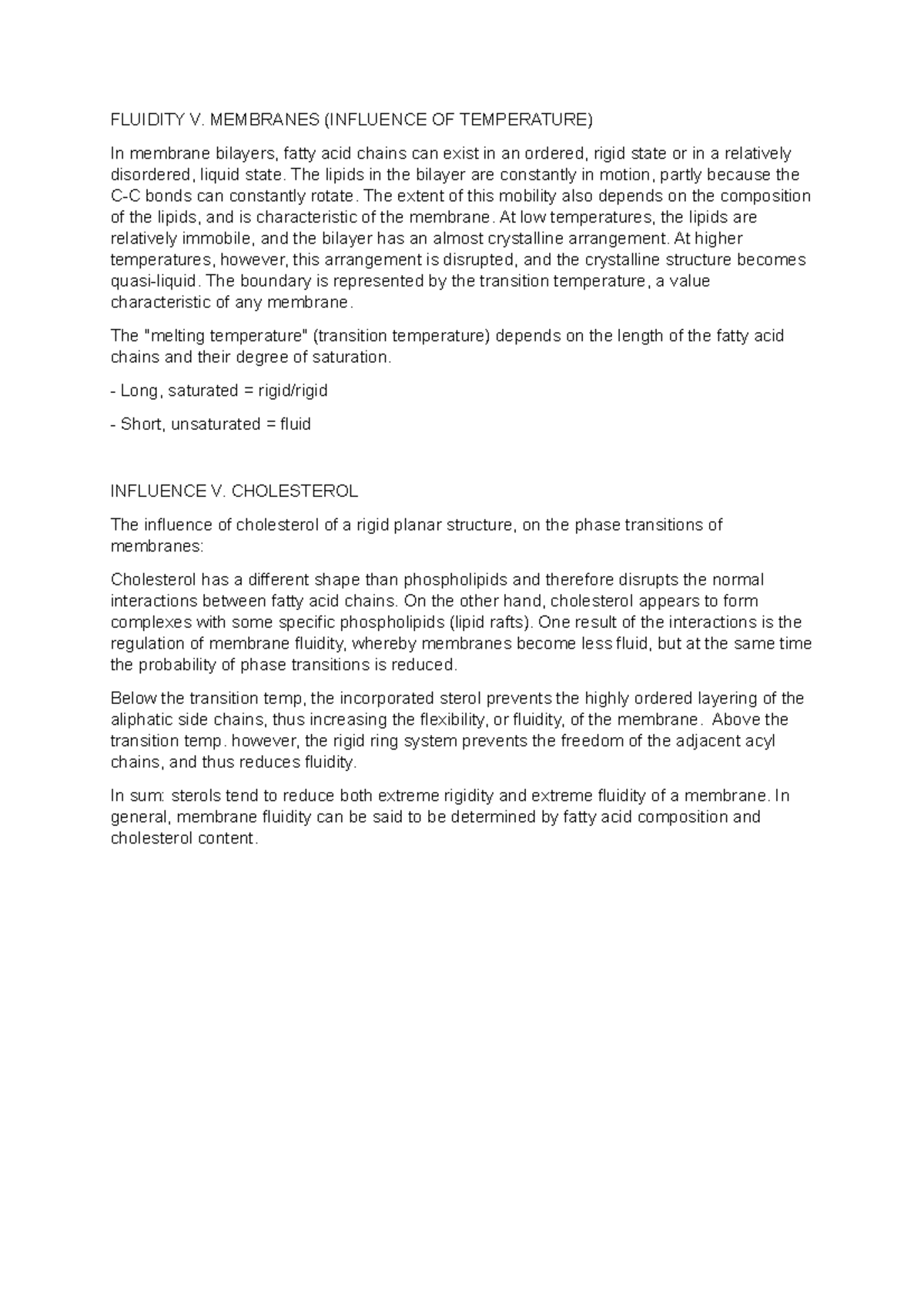 Fluidity V - Lecture notes 3 - FLUIDITY V. MEMBRANES (INFLUENCE OF ...