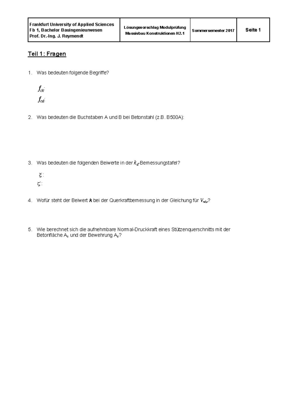 Klausur Winter 2016/2017, Fragen und Antworten - Frankfurt University of Applied Sciences Fb 1 ...