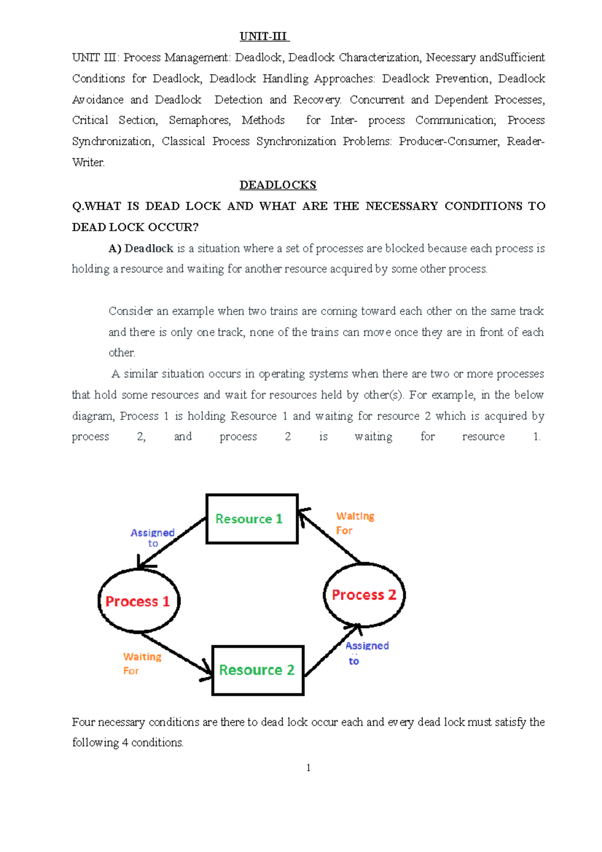 UNIT-III OS NEW - Operation system 3rd unit notes - UNIT-III UNIT III ...