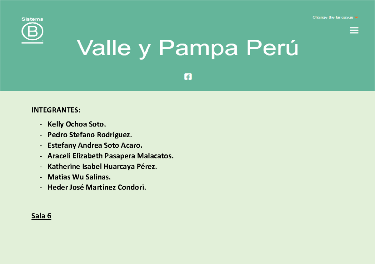 S2 SALA 6 - fgxdghf - INTEGRANTES: - Kelly Ochoa Soto. - Pedro Stefano ...