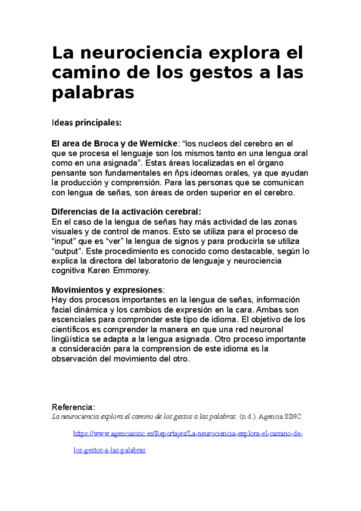 Ideas principales - wertyuio - La neurociencia explora el camino de los ...