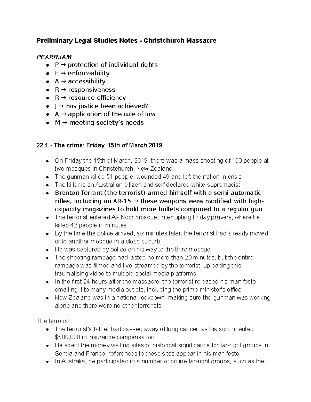 Legal studies - Christchurch massacre - Preliminary Legal Studies Notes ...