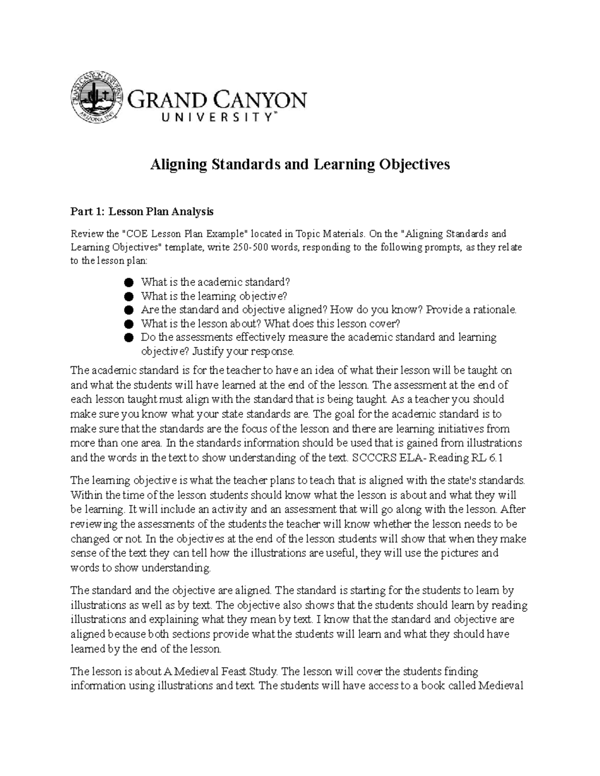 ELM-210-D-T2-Aligning Standards and Learning Objectives - ELM-210 - GCU ...