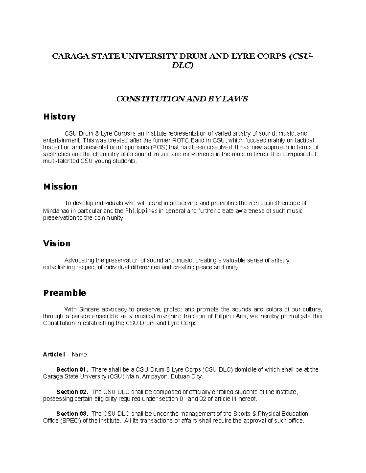 Caraga State University DRUM AND LYRE Corps - CARAGA STATE UNIVERSITY ...