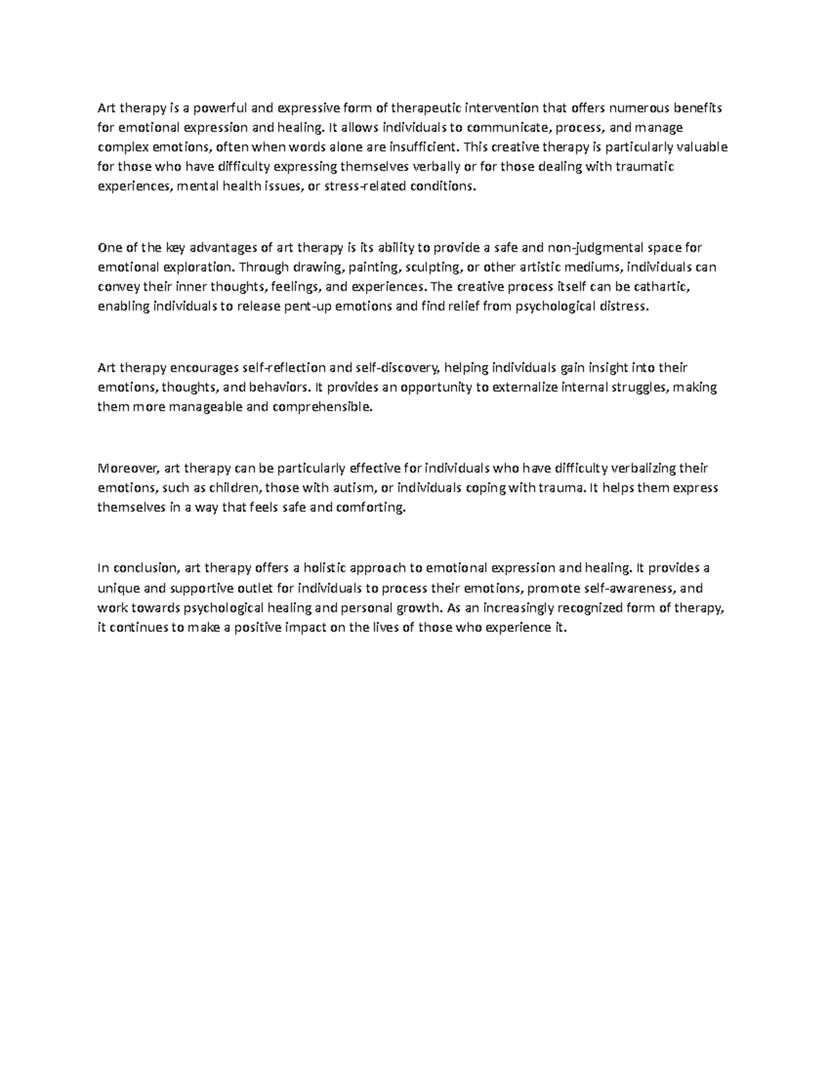 Art therapy is a powerful and expressive form of therapeutic ...