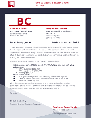 IT 100 Business Letter - class work - Business Letter Content Address ...