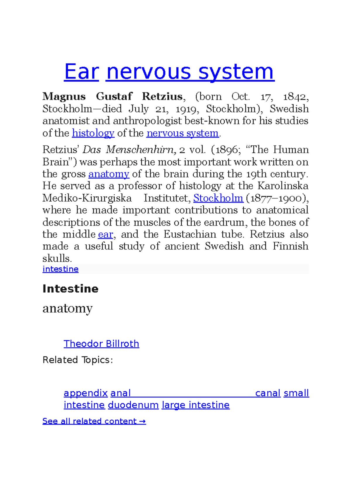 Ear nervous system - Y1`54356 - Ear nervous system Magnus Gustaf ...