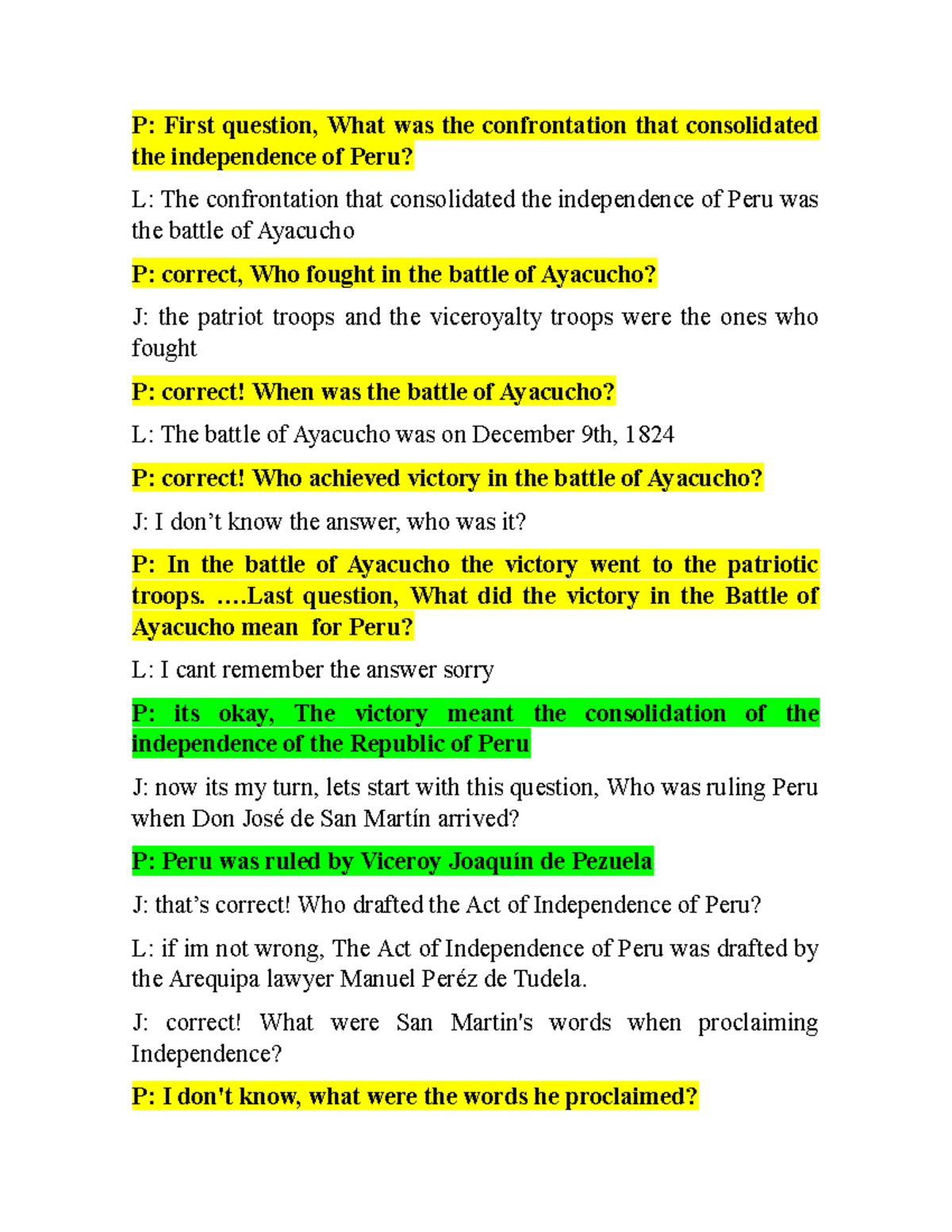 Ingles 3 sem5 - P: First question, What was the confrontation that ...