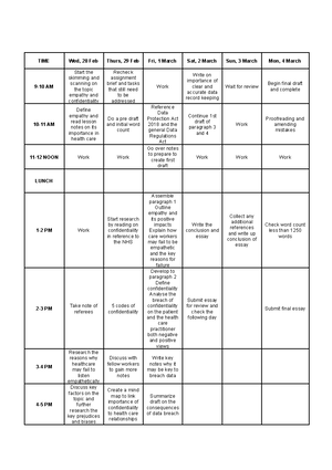 Assignment 3 - Using the timetable approach to assignment planning, you should firstly list all ...