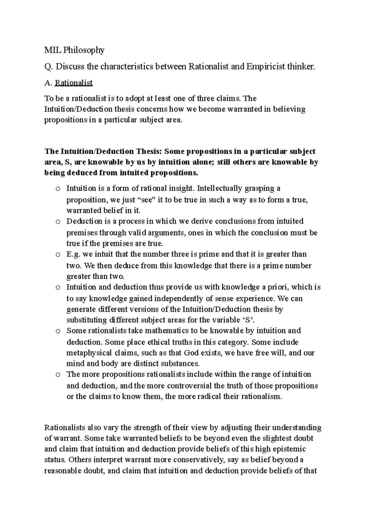 Western Philosophy - MIL Philosophy Q. Discuss the characteristics ...