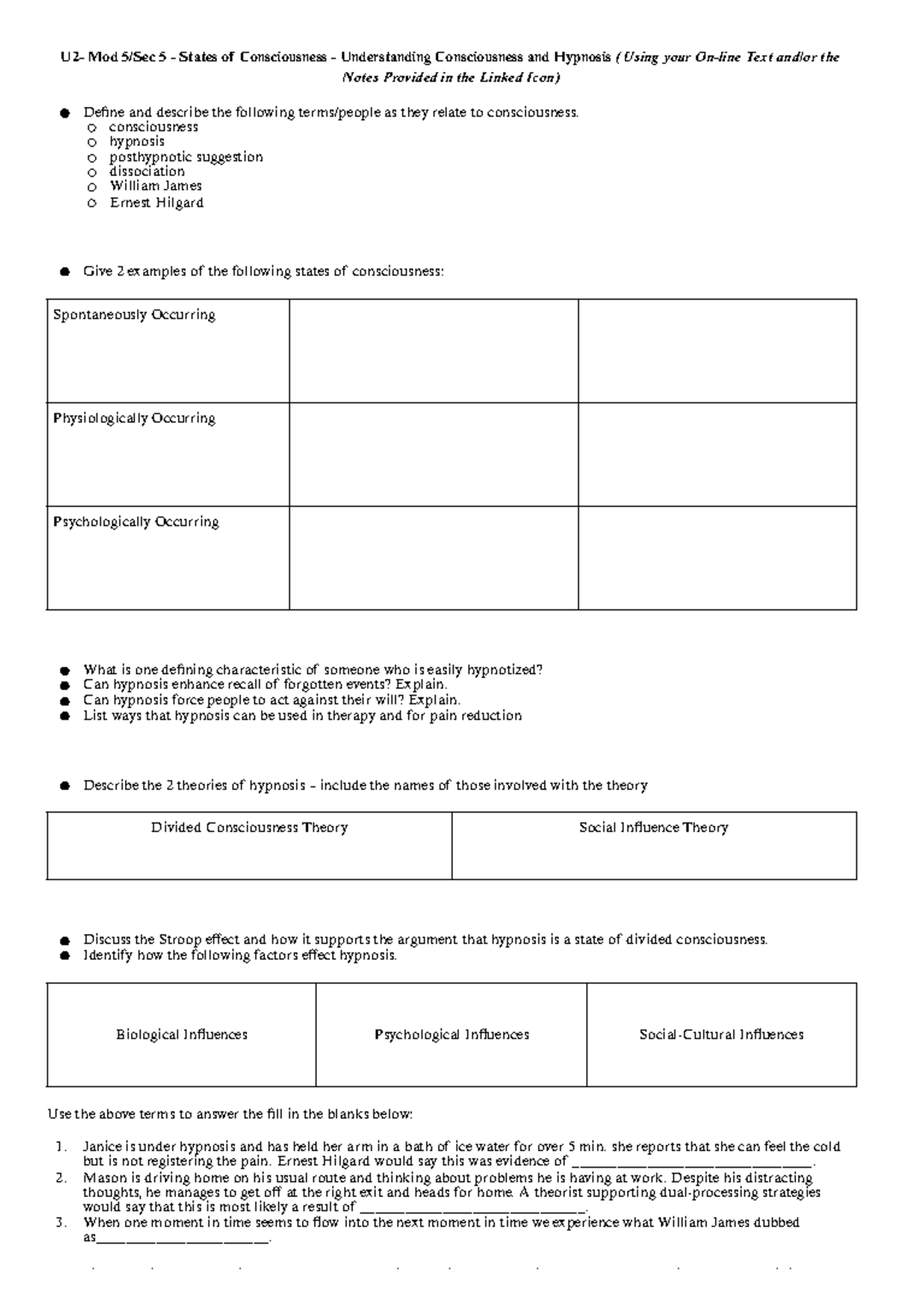 Kevin Lu Notes U2 Pt8-Pt10 Neuroscience and States of Con. Notes SOC ...