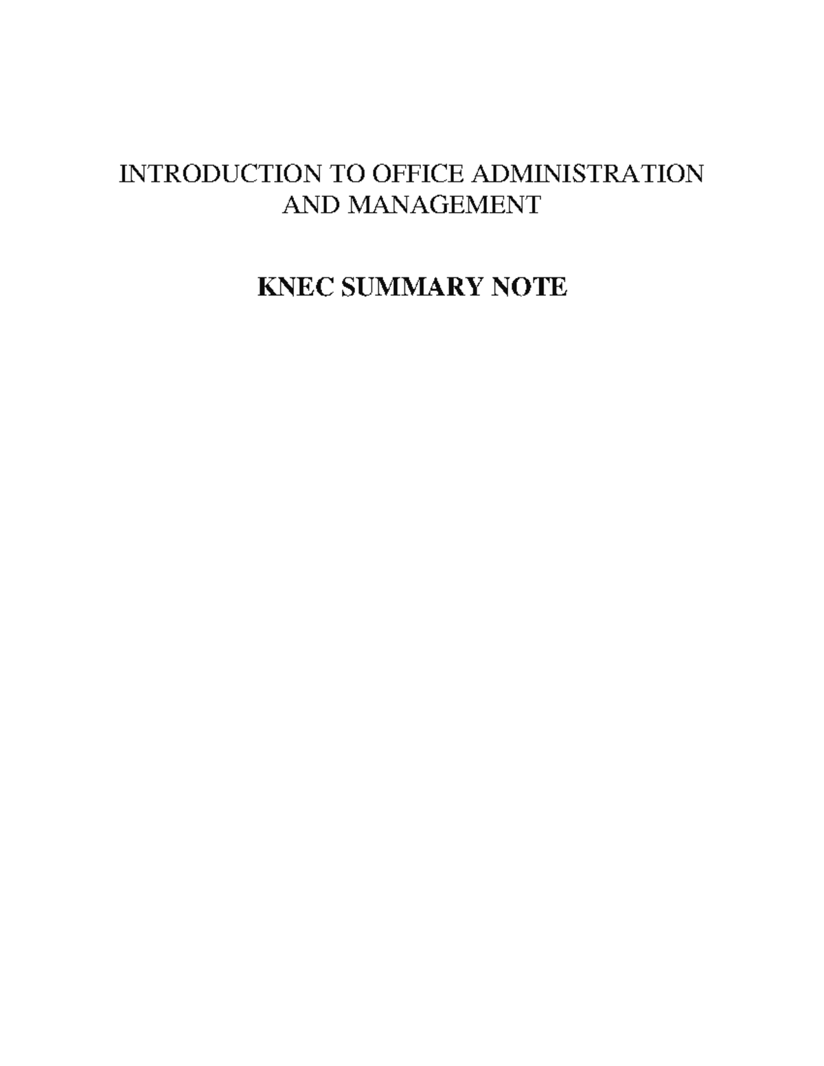 Introduction TO Office Administration AND Management - INTRODUCTION TO ...