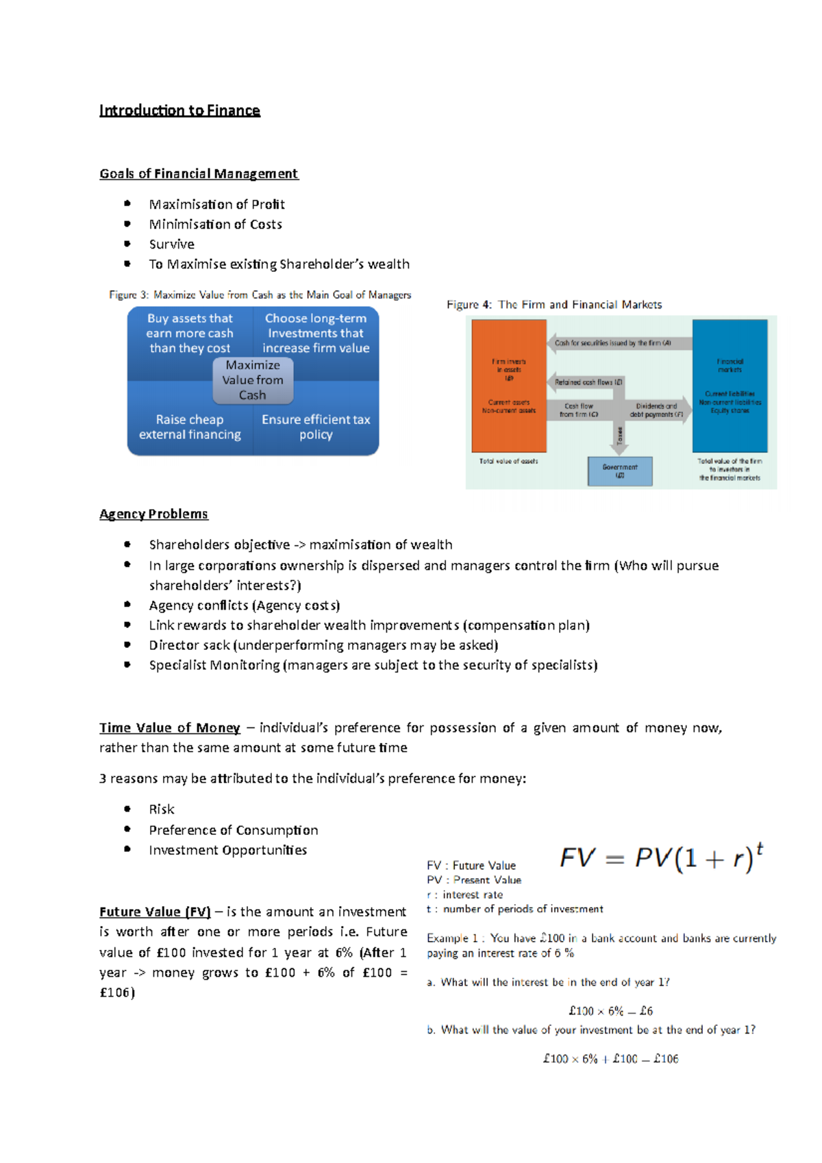 Introduction to Finance Notes 2 - Introduction to Finance Goals of ...