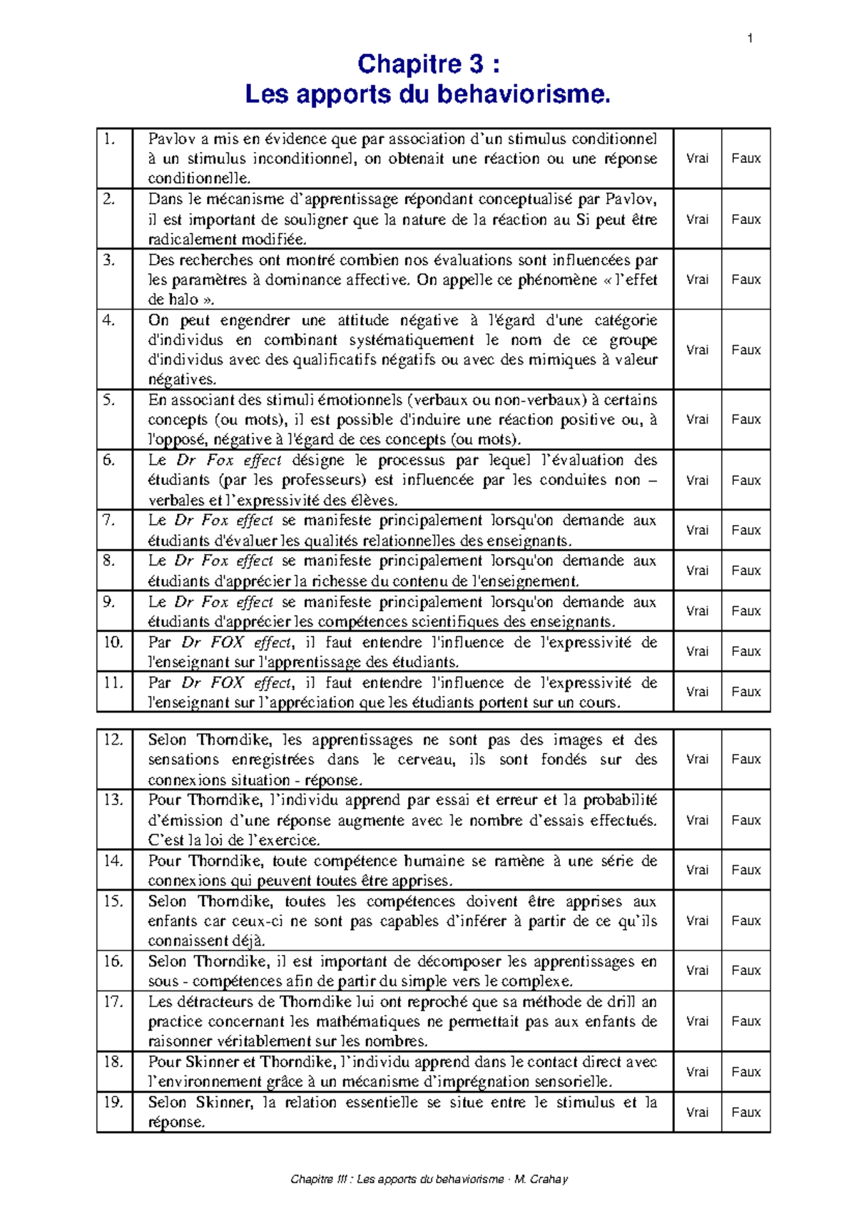 Questio Chap 3 - Fondements théoriques des sciences psychologiques ...
