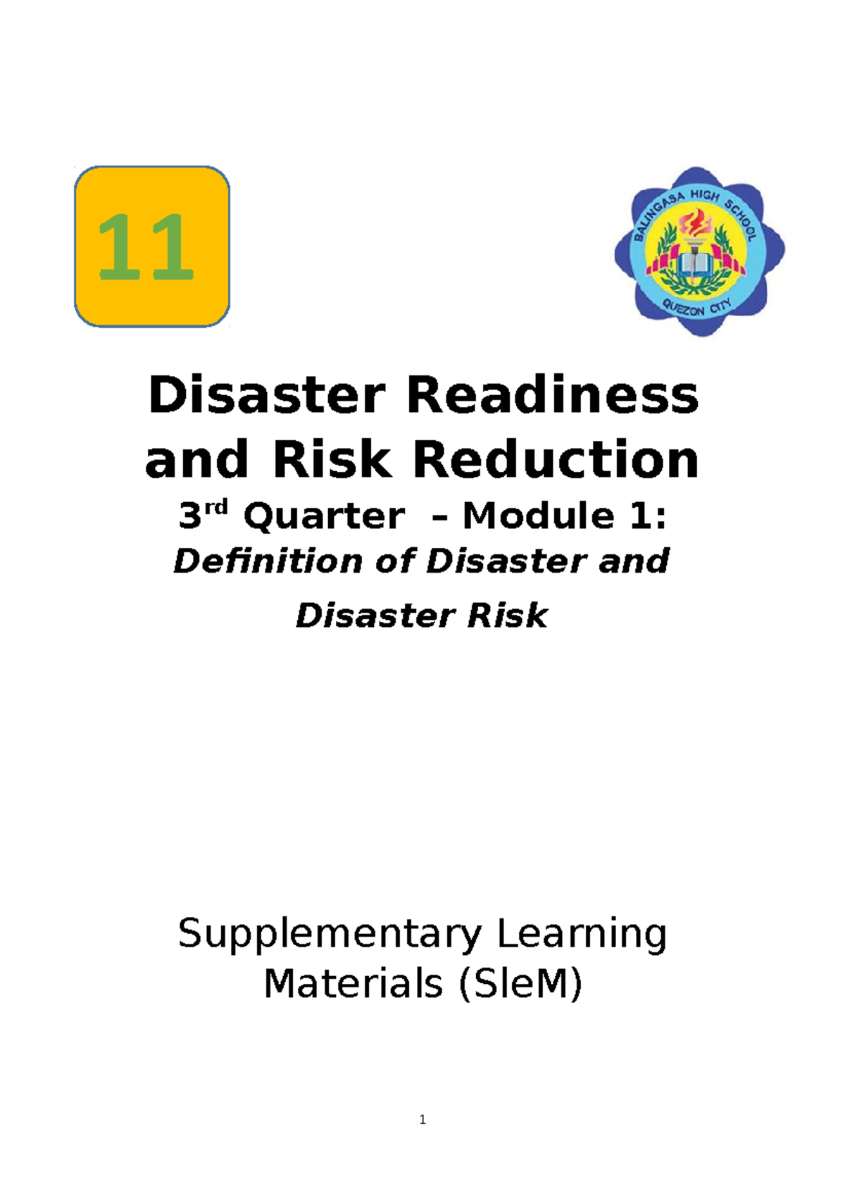 DRRR-WK-1-Definition-of-Disaster-and-Disater-Risks - Disaster Readiness ...