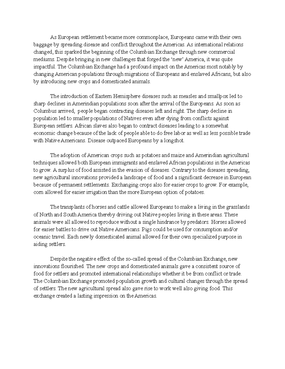 Apush Summer Project - As European settlement became more commonplace ...