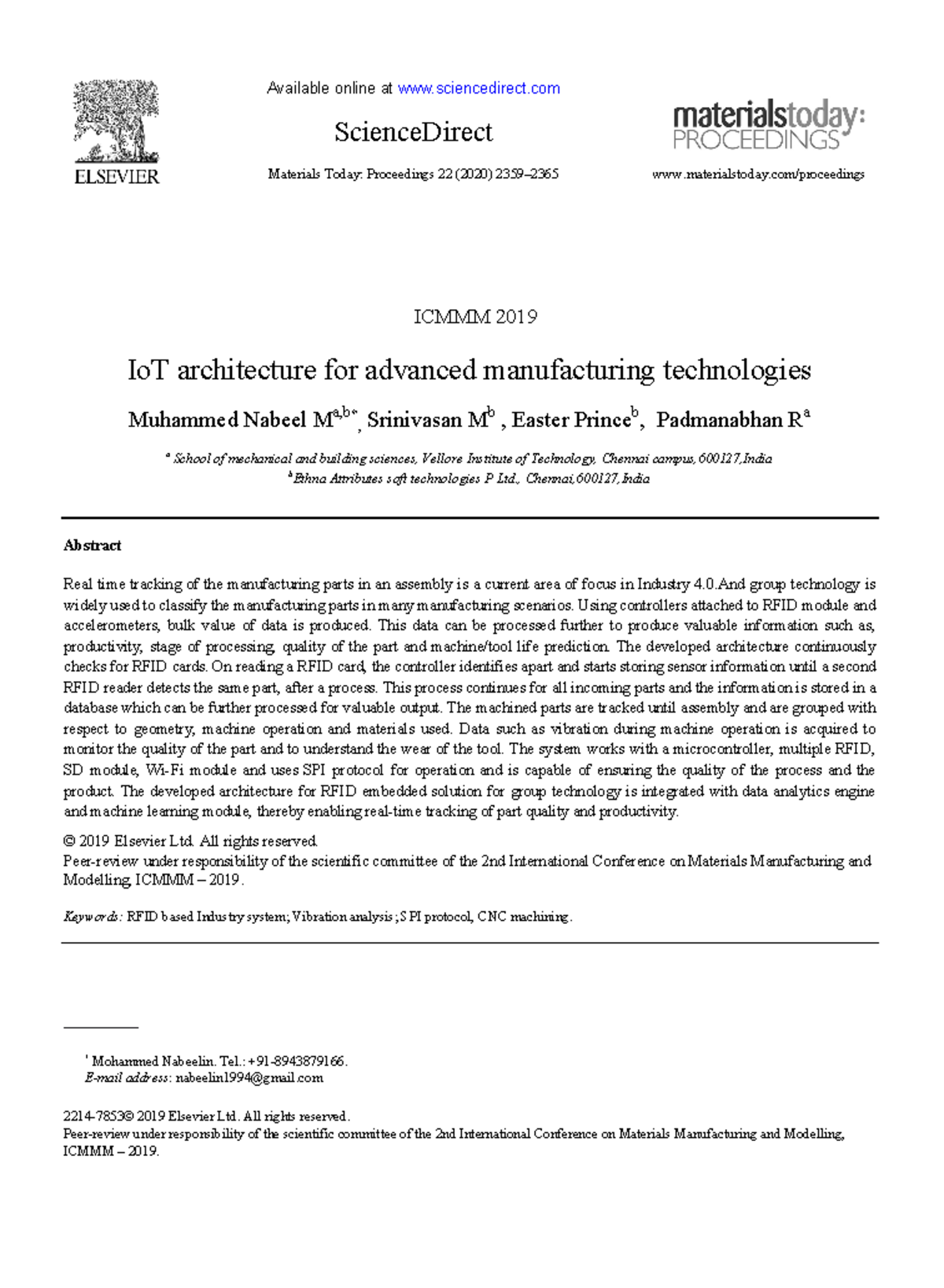 1-s2.0-S2214785320321386-main - Available online at sciencedirect ScienceDirect Materials Today ...