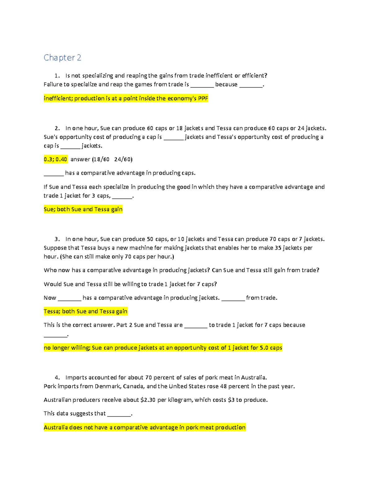 Chapter 2-5 - Chapter 2 Is not specializing and reaping the gains from ...