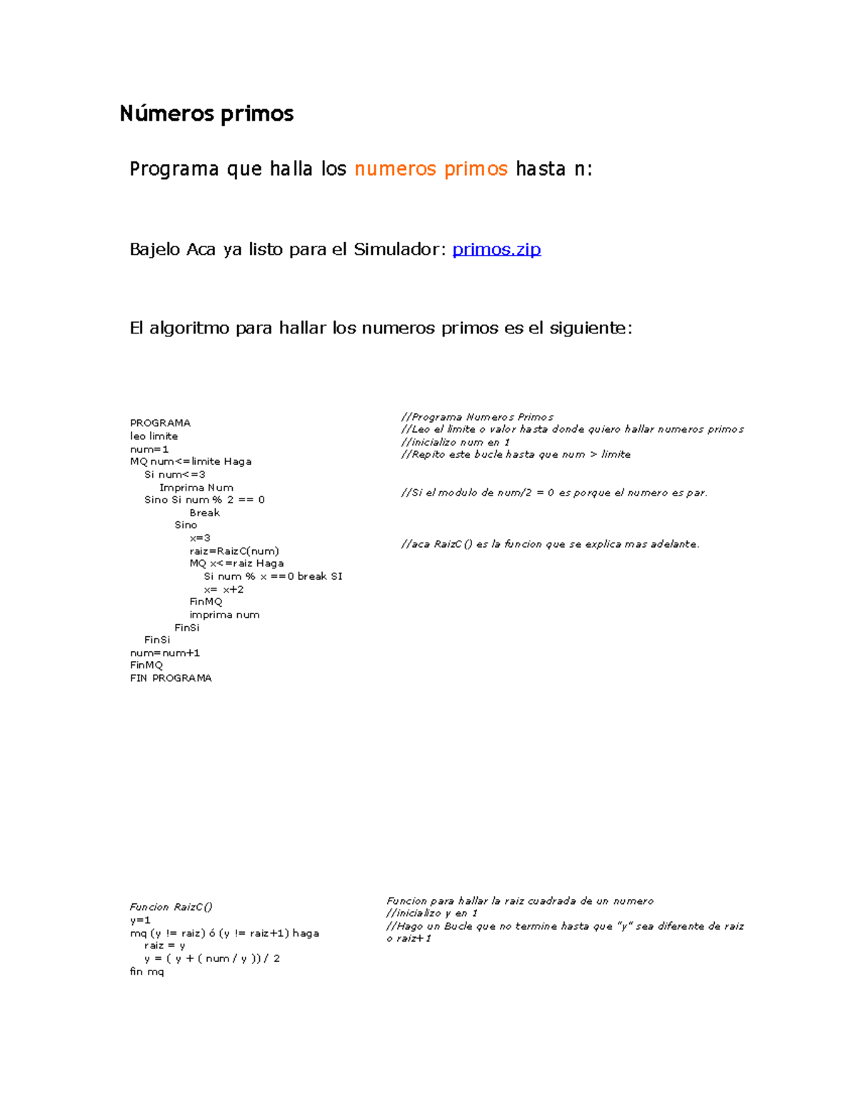 Numeros primos - Programa de muestra - Números primos Programa que ...