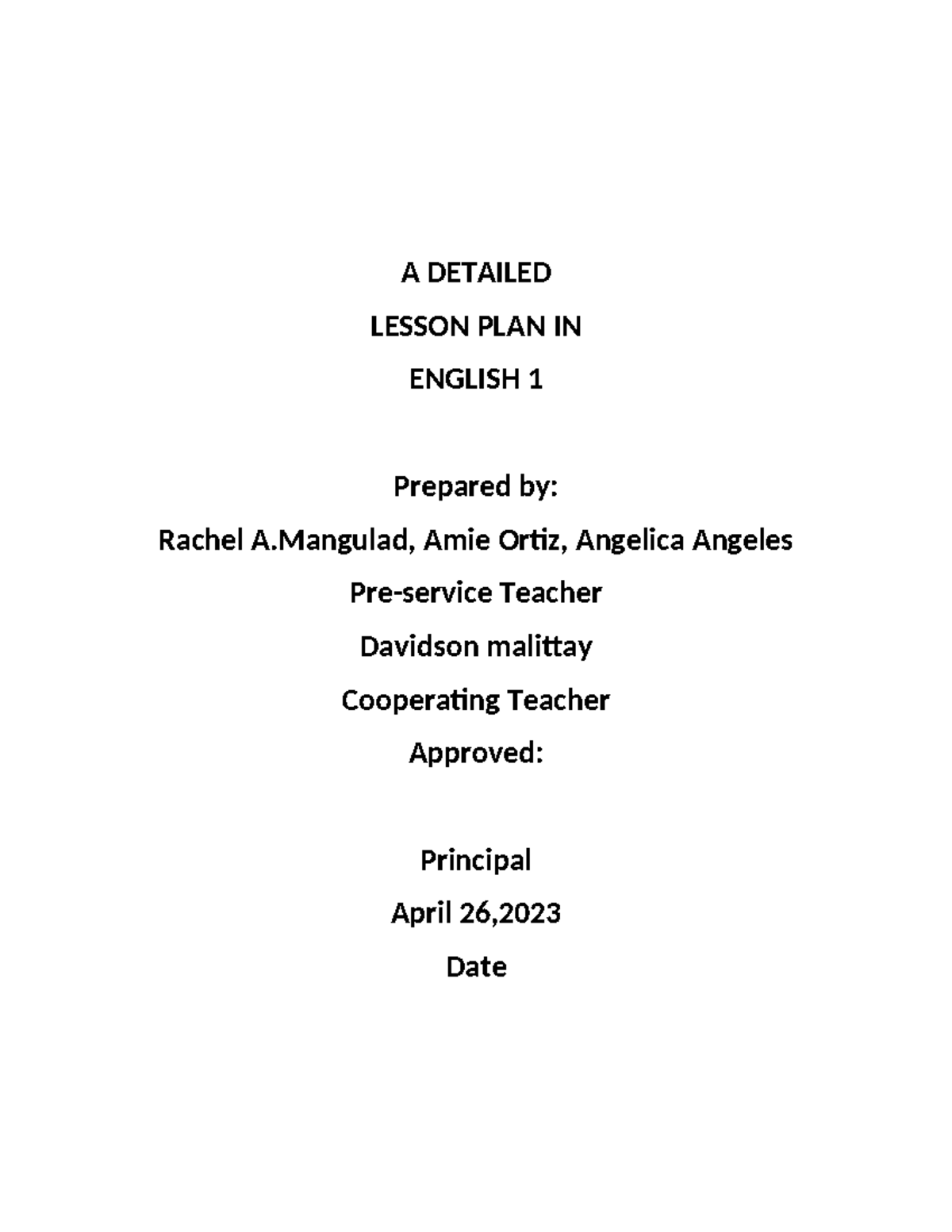 DLP DEMO - Lesson Plan for kindergarten - Grade 1 - A DETAILED LESSON ...