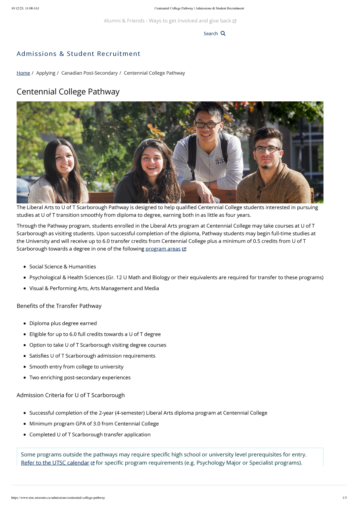 Centennial College Pathway Admissions & Student Recruitment - 10/12/23, 11:08 AM Centennial ...