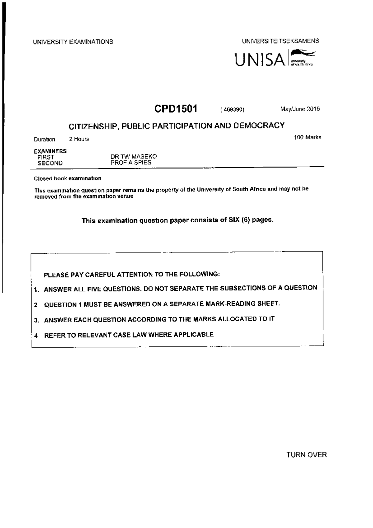 CMY1501-2014-10-E-1.pdf - CRW2601 - Studocu