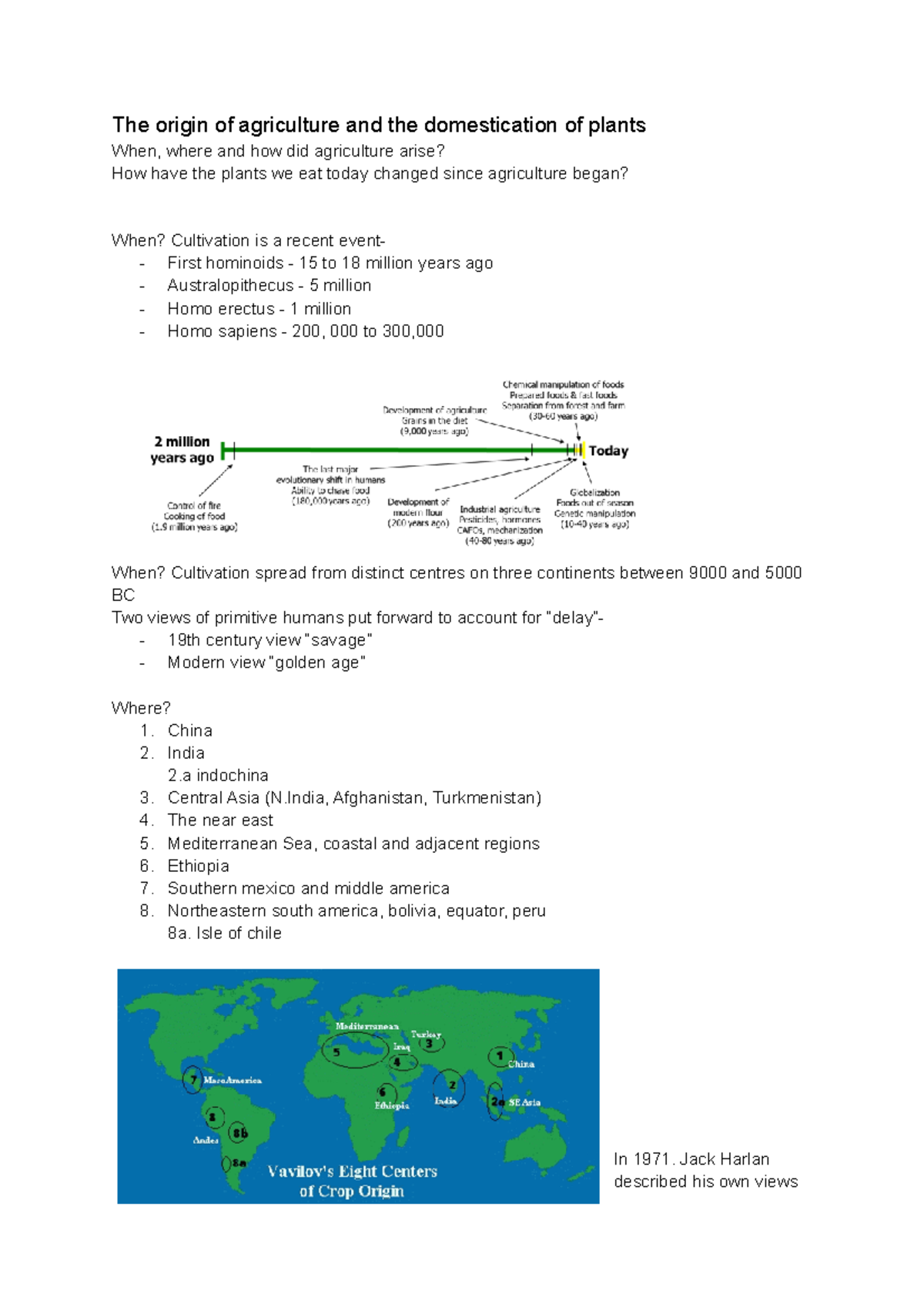 7. plant domestication - The origin of agriculture and the ...