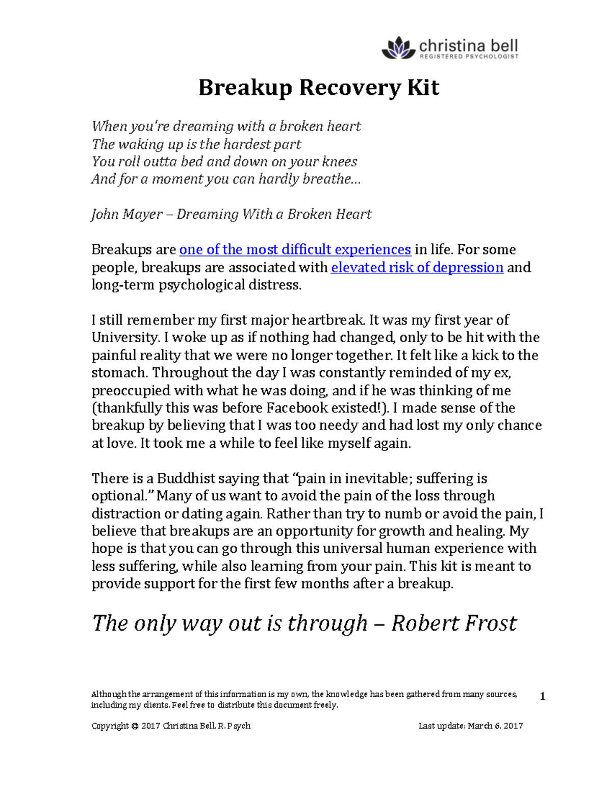 Breakup recovery kit 2017 - Although the arrangement of this ...