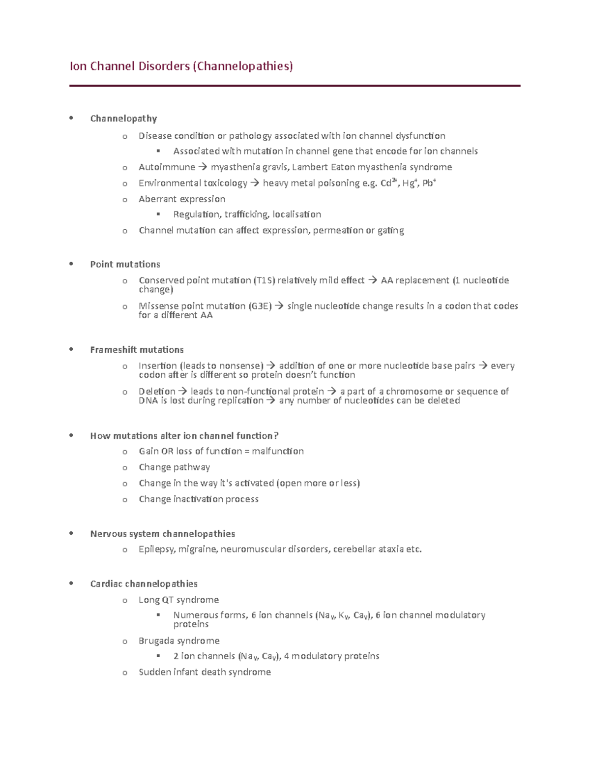 Ion Channel Disorders - Cd2+, Hg+, Pb+ o Aberrant expression Regulation ...
