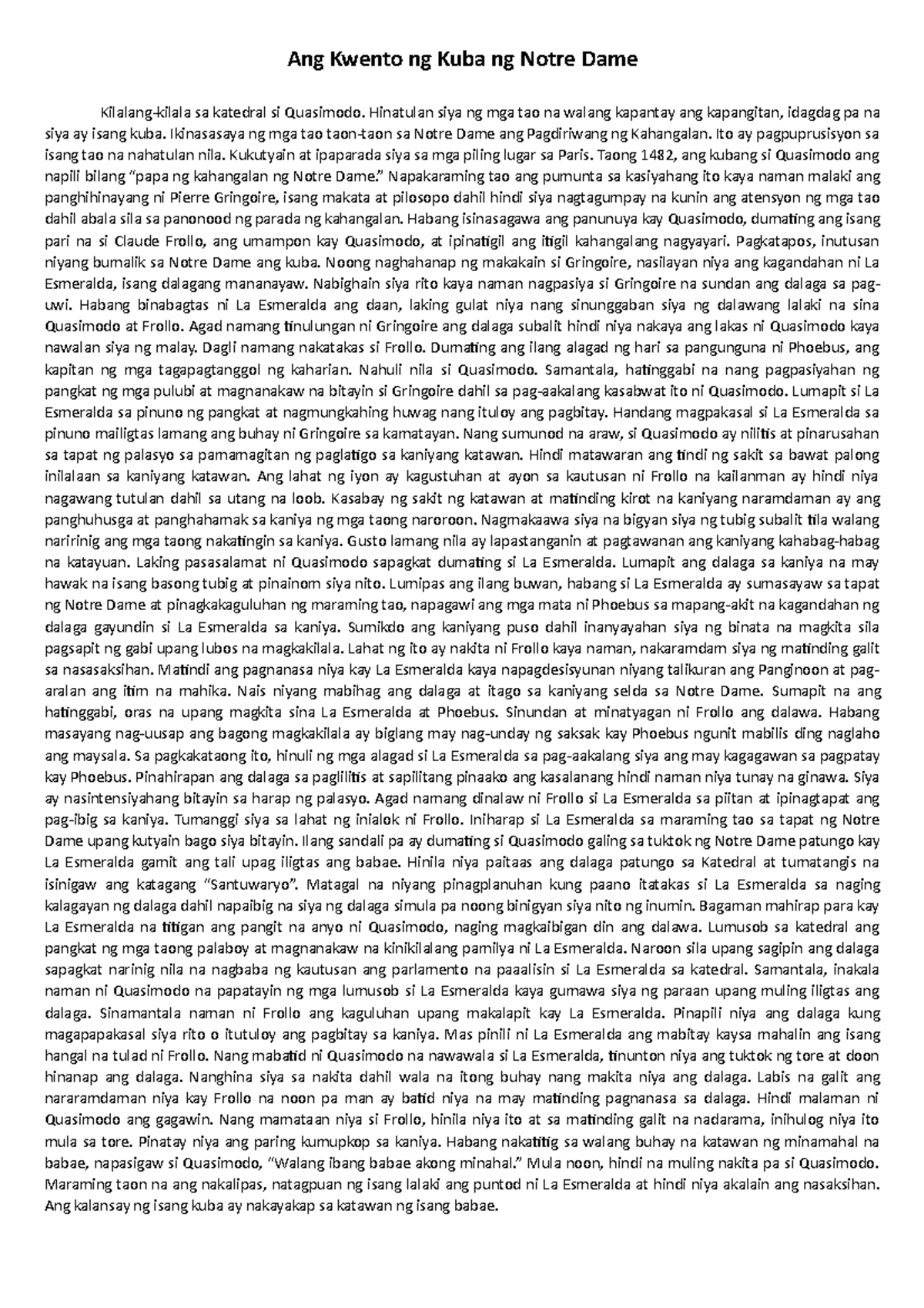 Ang Kwento ng Kuba ng Notre Dame - G10 - Ang Kwento ng Kuba ng Notre ...