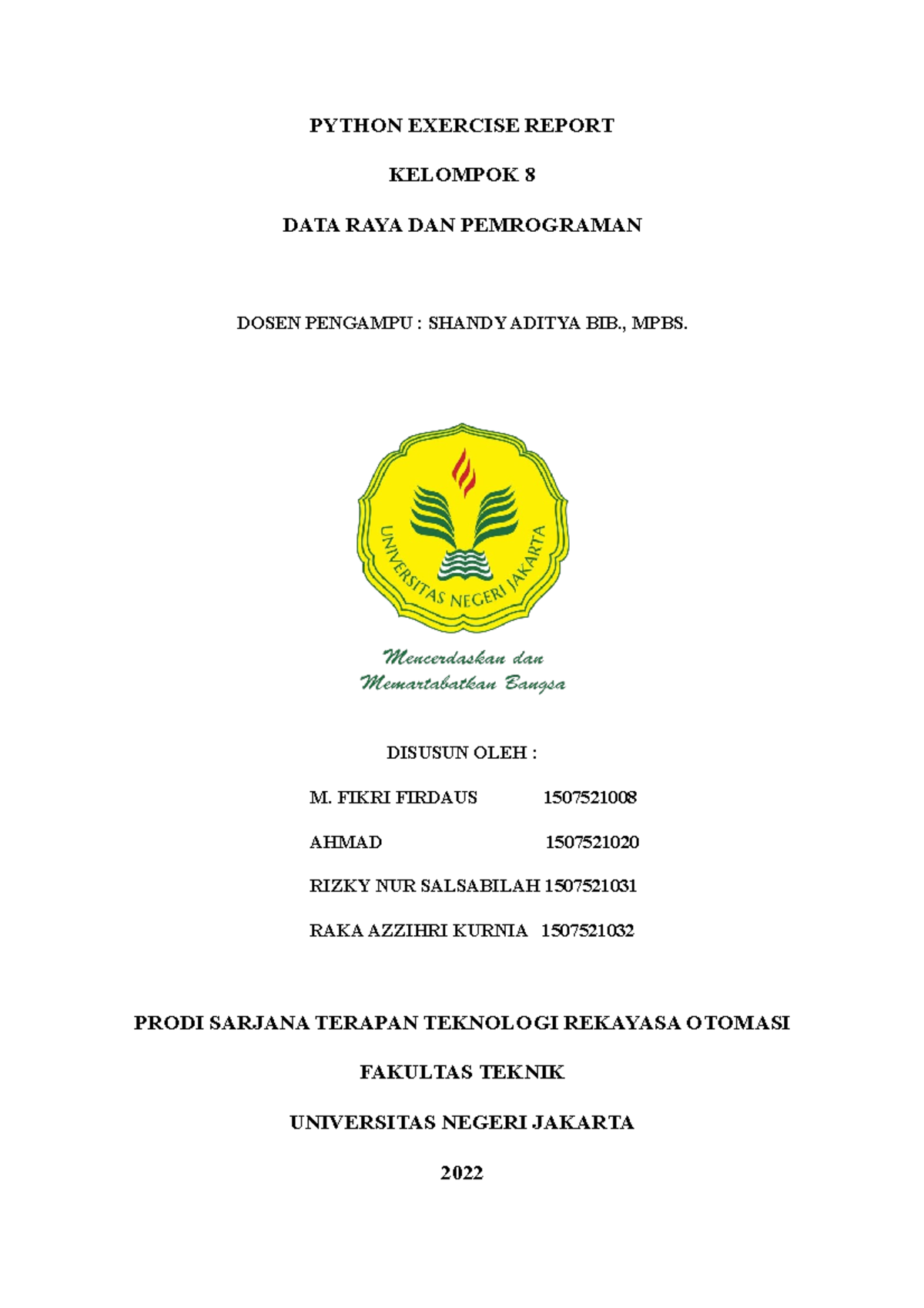 Python Exercise Report - Kelompok 8 - PYTHON EXERCISE REPORT KELOMPOK 8 ...