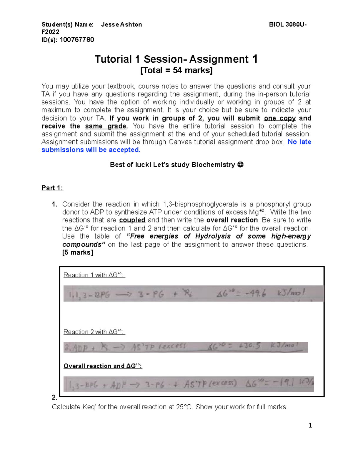 Tutorial session 1 Assignment-POST-CRN 42726 Jesse Ashton 100757780 - F ID(s): 100757780 ...