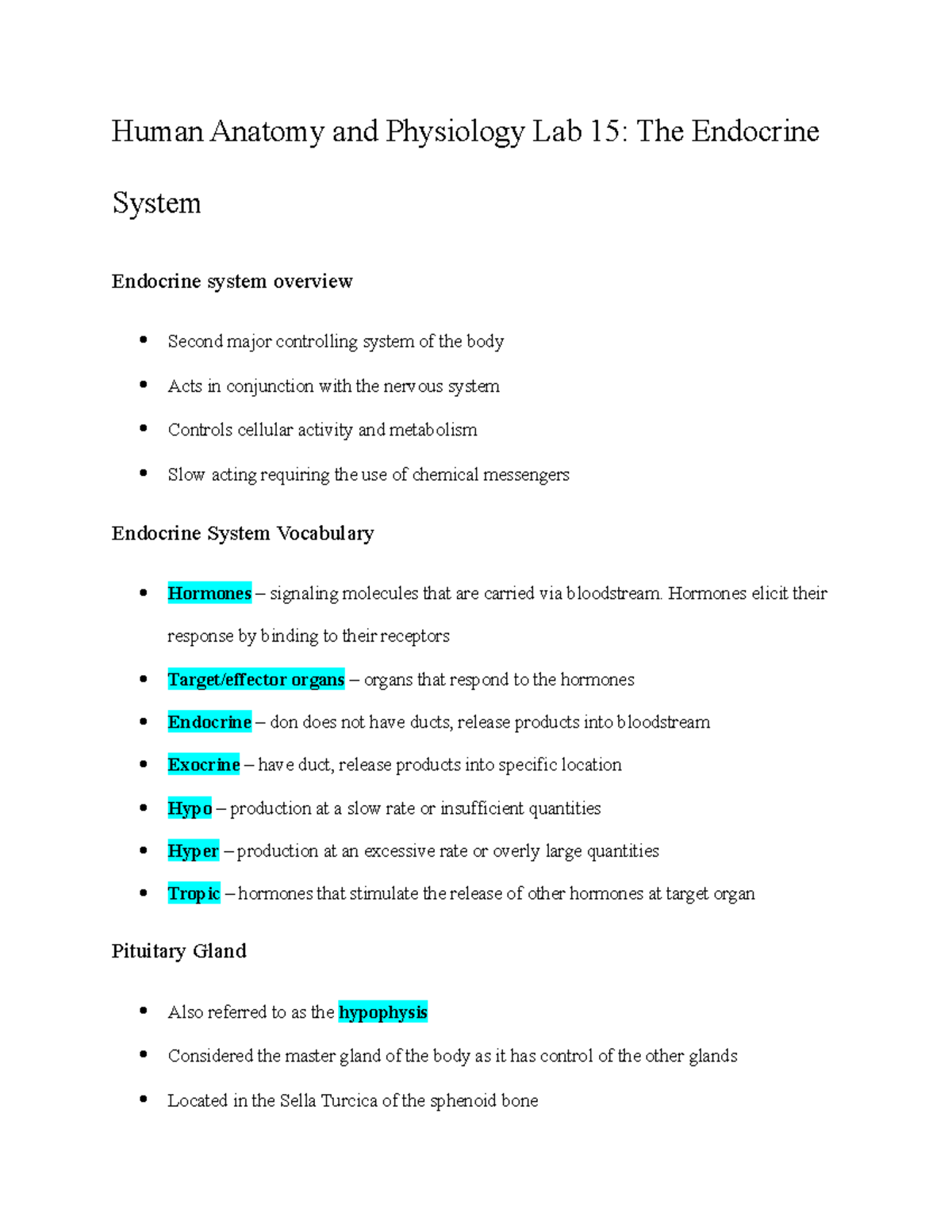 Human Anatomy and Physiology Lab 15 - Hormones elicit their response by ...