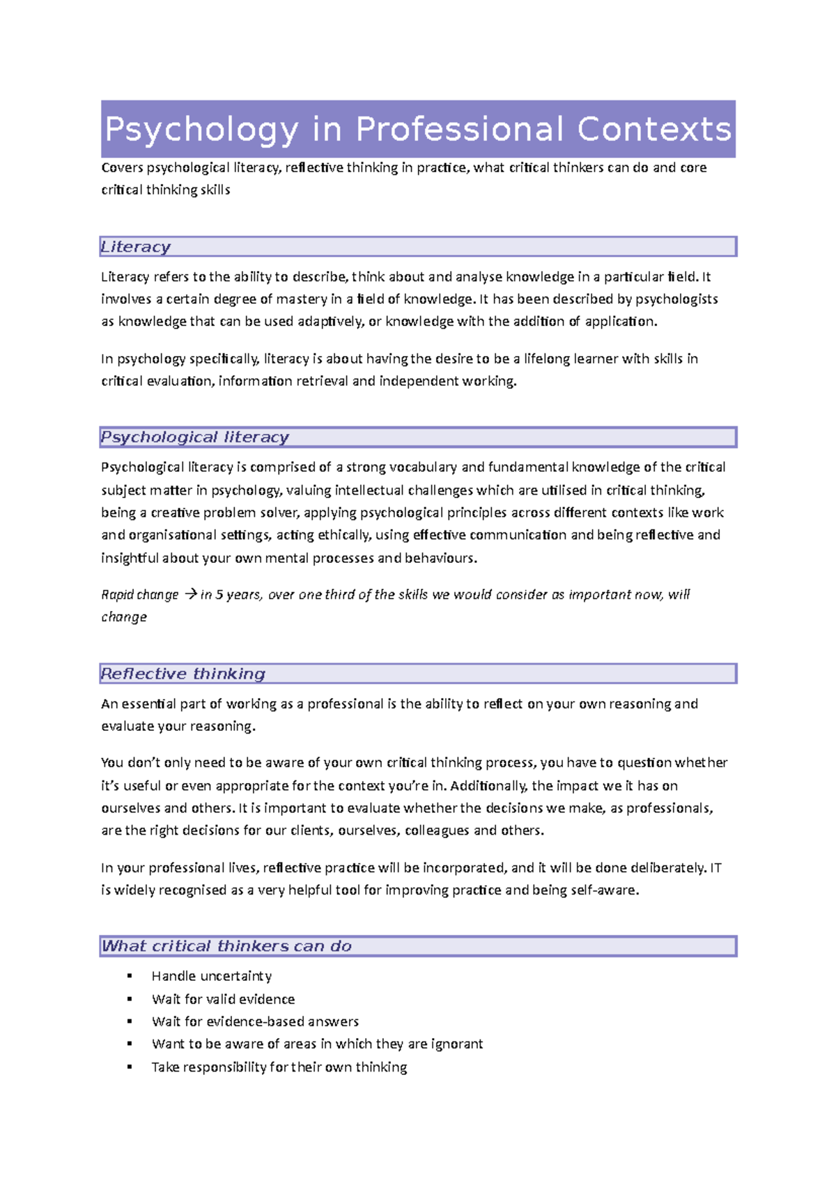 Psychology in Professional Contexts 1 - Psychology in Professional ...