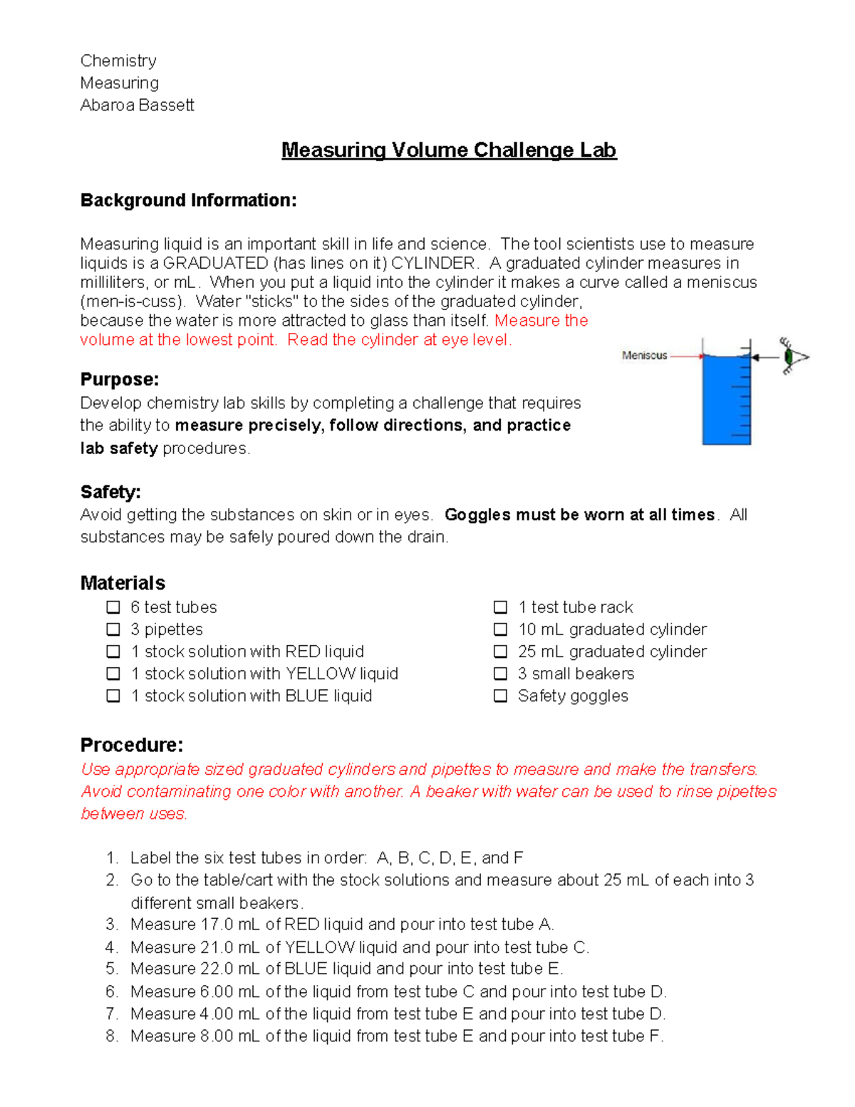 Gabriel Marin - Measuring Volume Challenge Lab-24 - Chemistry Measuring ...