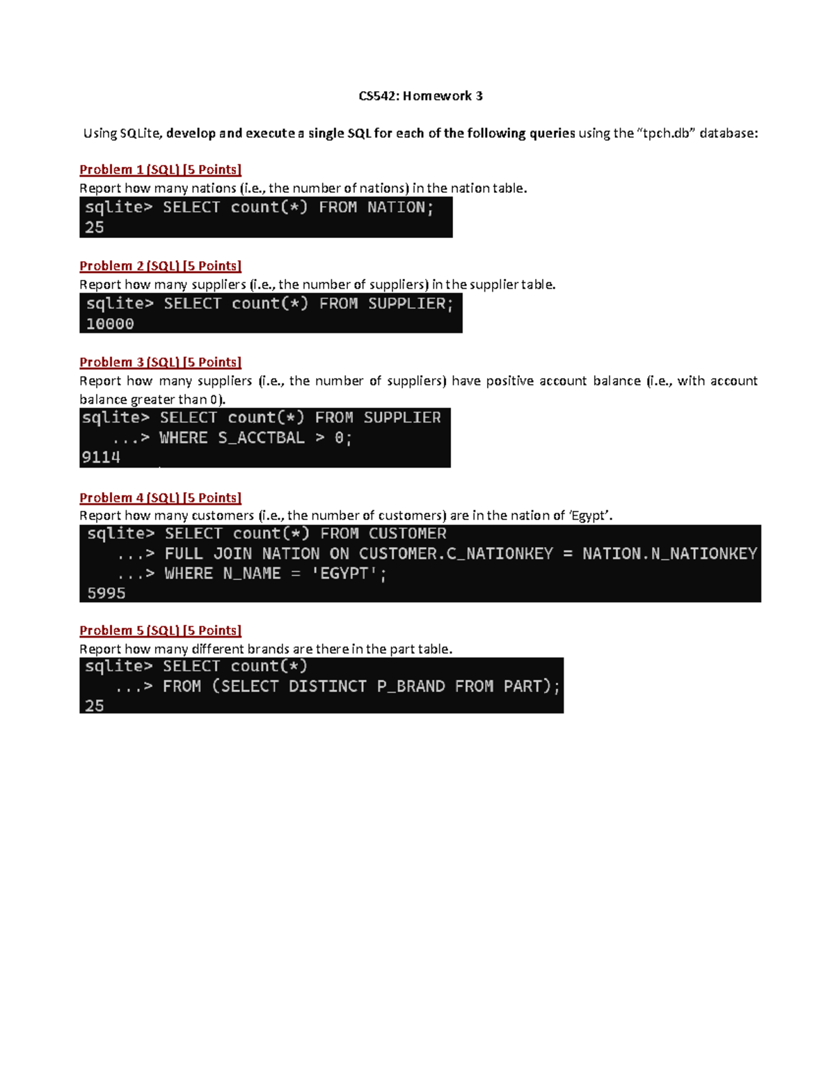 Homework 3 CS542 - asdfasdfd - CS542: Homework 3 Using SQLite, develop ...