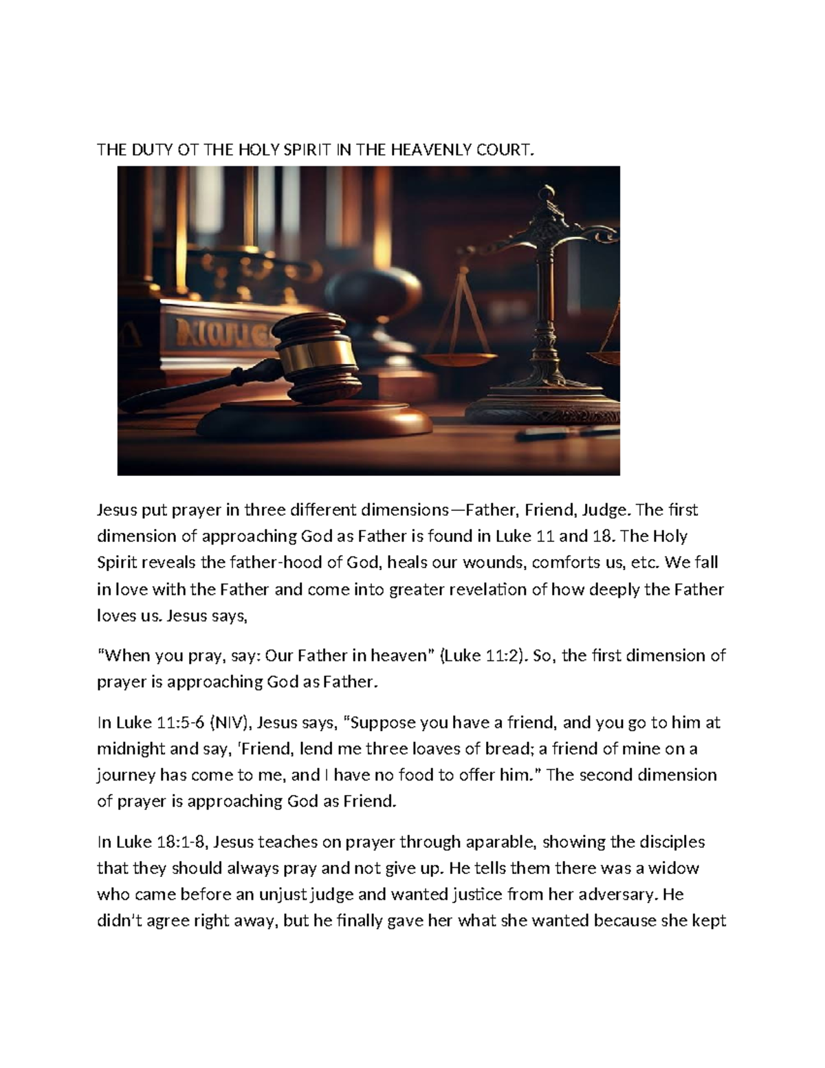 THE DUTY OT THE holy spirit in court - THE DUTY OT THE HOLY SPIRIT IN ...