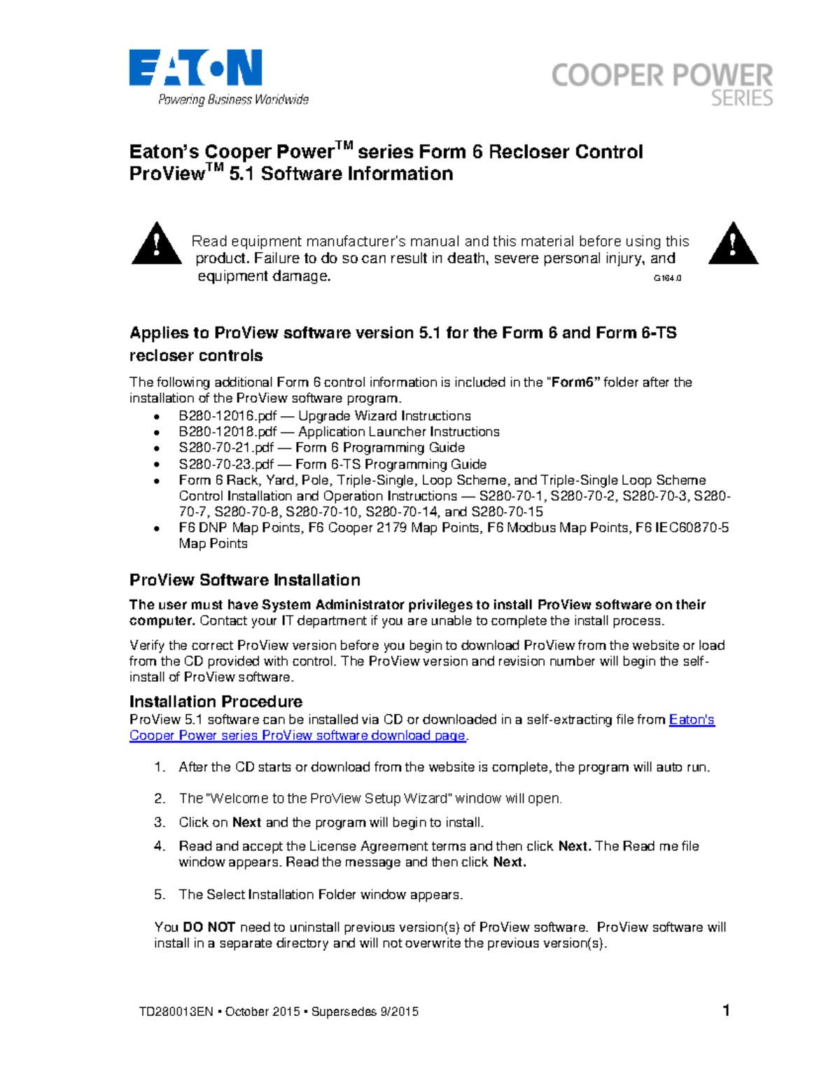Actualizacion de Pro View 4.x a 5-1manual - Eaton’s Cooper Power TM ...