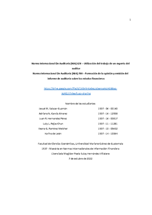 Trabajo casos practicos de NIA 701 y 706 - Norma Internacional De ...