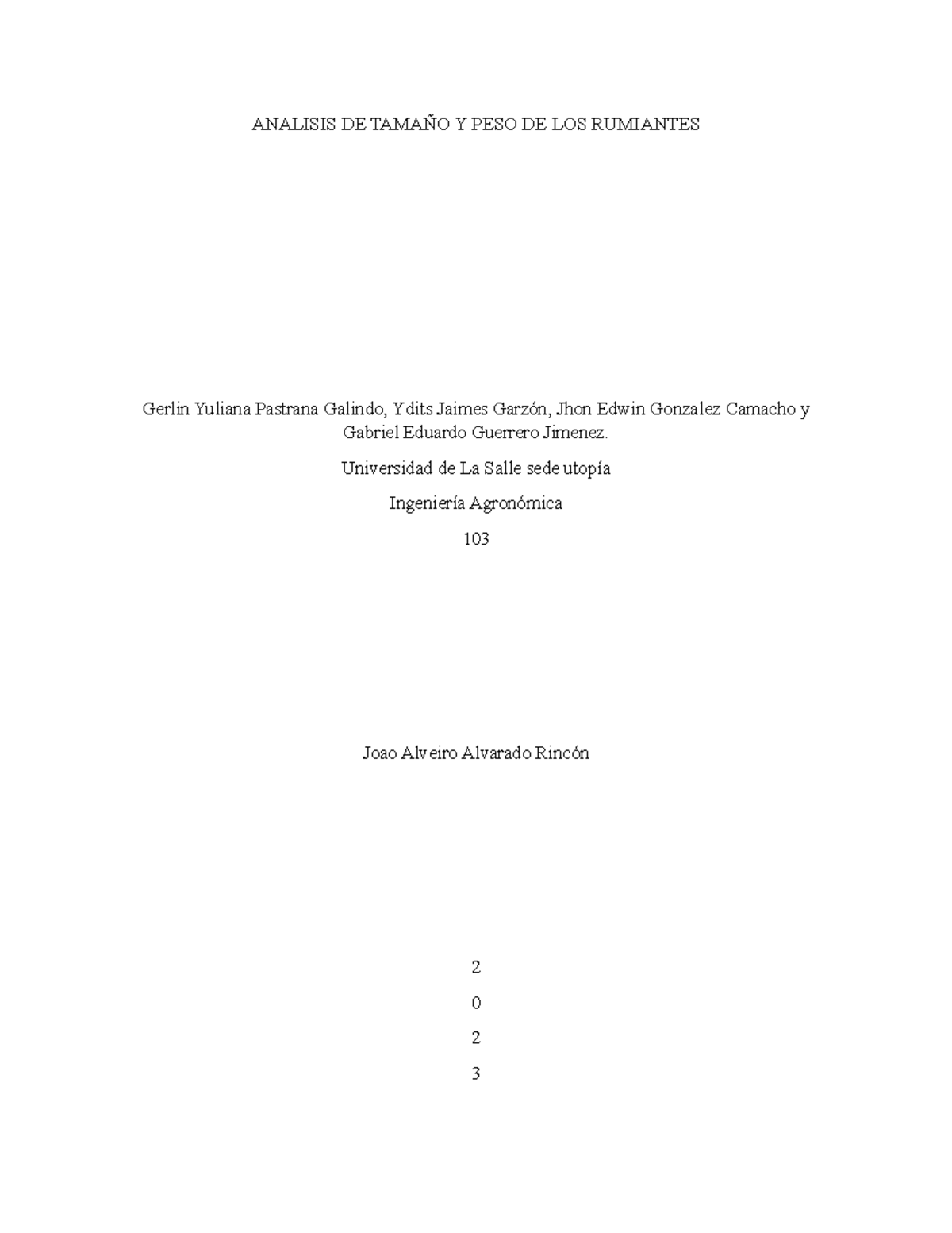 Analisis DE Tamaño Y PESO DE LOS Rumiantes GGJY - ANALISIS DE TAMAÑO Y ...